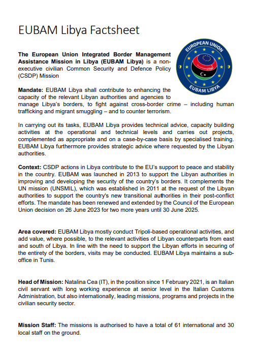 EUBAM Libya Factsheet - EU Medbridge